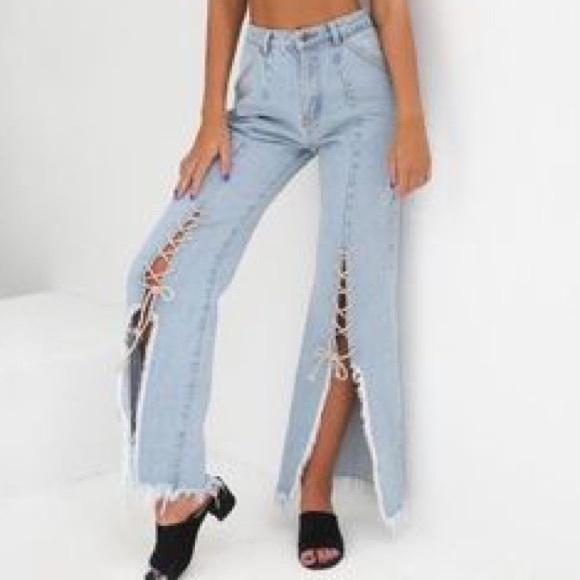 Tiger Mist | Jeans | Tigermist High Waisted Lace Up Flare Jeans | Poshmark